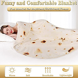 Jorbest Burritos Tortilla Wrap Blanket for Adults and Kids, Double Sided Funny Food Blanket, Novelty Funny Gifts for Women Men Teens, 285 GSM Soft Flannel Taco Blanket, 60 inches Yellow