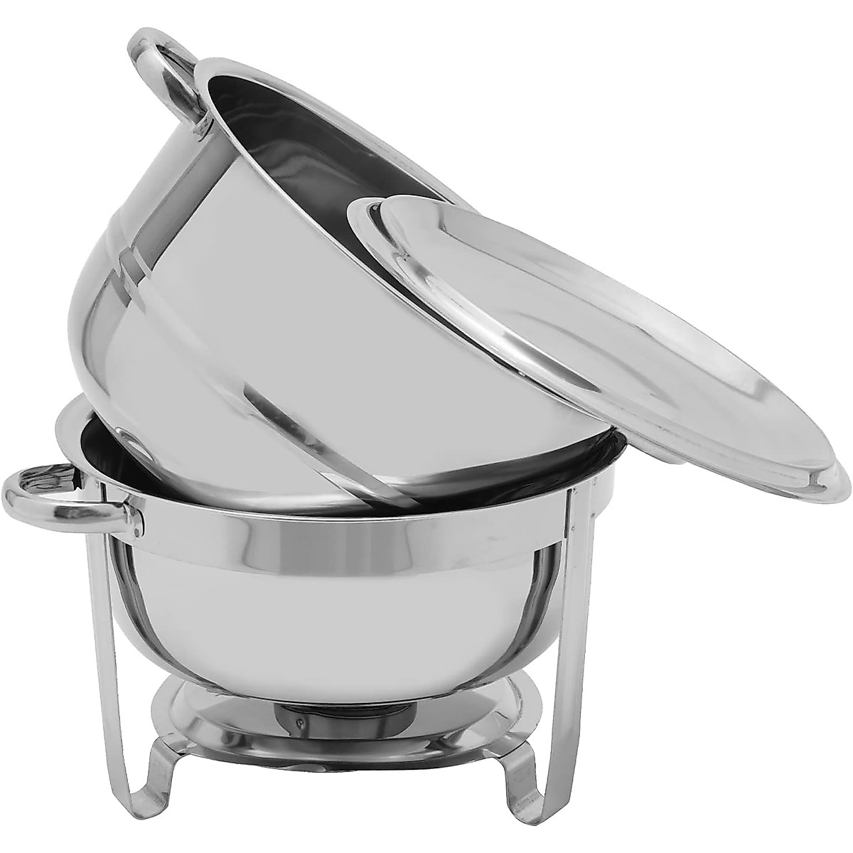 14.2 Qt 13.5L 2 Tier Chafing Dish Buffet Set with Stainless Steel Lid, Round Chafers and Buffet Warmers Sets with Food and Water Trays for Catering, Parties, Hotels and Weddings, Gold, 1 Pack