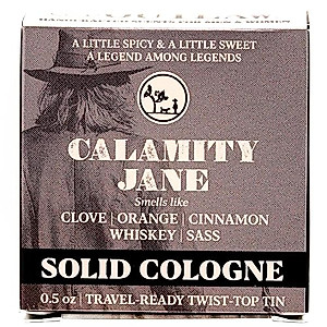 Spicy and Sweet Solid Cologne - Clove, Orange, Cinnamon, Whiskey Scent - Calamity Jane by Outlaw - Men's or Women's Cologne