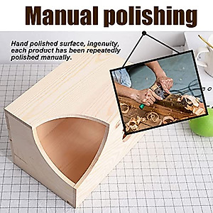 kathson Wood Chinchilla House Natural Handcrafted Guinea Pig Hideout Small Animals Hut with Window and Wooden Climbing Platform x 4 for Guinea Pigs Chinchilla Squirrel Hedgehog