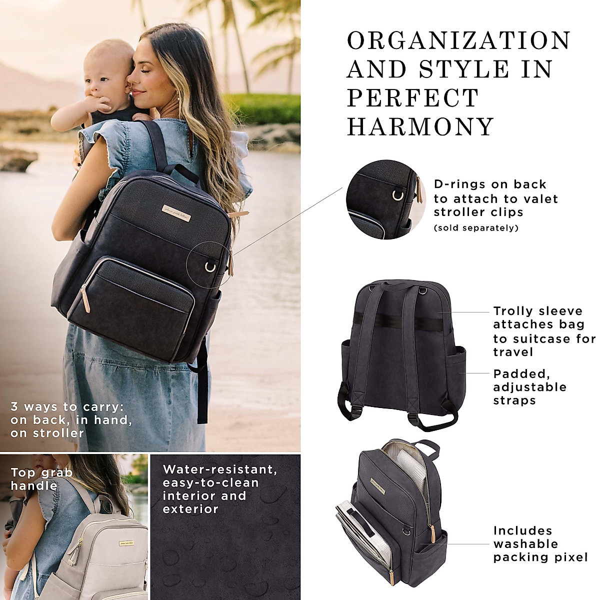 Petunia Pickle Bottom Sync Backpack | Diaper Bag | Diaper Bag Backpack for Parents | Top-Selling Stylish Baby Bag | Sophisticated and Spacious Backpack for On The Go Moms | Carbon Cable Stitch