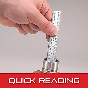 Starrett Full Flexible Steel Rule with Satin Chrome Finish, Quick Reading, Millimeter and Inch Graduations - 5-3/4 Inch Length, 31 Graduation Type, 0.4mm Thickness - C331-150