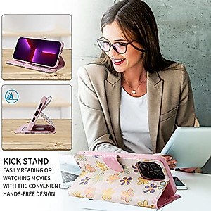 JGG iPhone 13 Pro Max Case Wallet 3D Flowers Blossoming Bronzing Shell Texture with RFID Blocking Magnetic Clasp Card Slot Holder Protective Shockproof Cover for iPhone 13 Pro Max Wallet Case