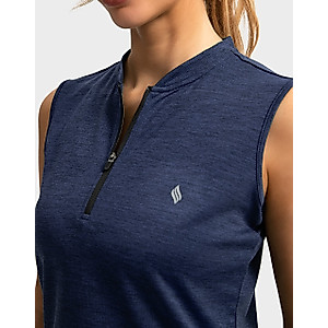 SANTINY Women's Sleeveless Golf & Tennis Polo Shirt - Quick Dry, Lightweight Tank Top (Navy, S)