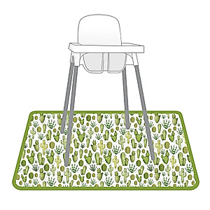 BapronBaby Desert Cactus Splash Mat - Waterproof Catch-All for Under High Chairs, Floors, Tables, Playtime or Arts & Crafts - Machine Washable - 45" x 45”