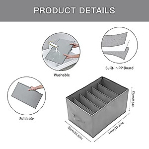 Qozary 3 Pack Clothes Organizer for Folded Clothes, 6 Grids Wardrobe Clothes Organizer for Jeans, Sweater Organizer for Closet, Foldable Closet Storage Bins for Pants, T-Shirts, Sweaters, Leggings