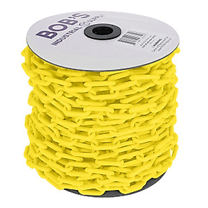 BISupply Yellow Plastic Chain Links - 125ft x 2in Plastic Barrier Chain for Safety Crowd Control or Plastic Links Halloween Decor Chains for Costumes