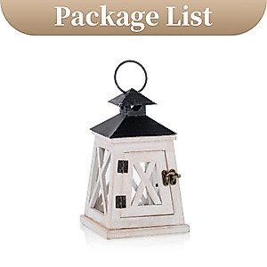 Decorative Candle Lantern Vintage Wood Lanterns with Glass Rustic Hanging Candle Holders Decor for Farmhouse Outdoor Garden Home