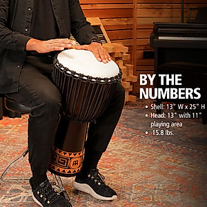 Meinl Percussion Djembe Hand Drum Circle Instrument, Carved Mahogany Headliner Series — NOT Made in China — African Mali Weave Ropes, 2-Year Warranty, Congo, Extra-Large (HDJ1-XL)