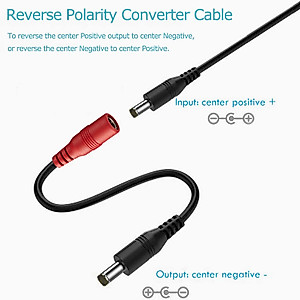 SOLUTEK Guitar Pedal Power Cable for Pedal Board Center Standard Negative Polarity (Right Angles and a Reversed, 24")