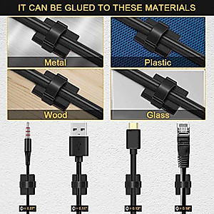 3M Self Adhesive Cable Clips Management Strong Wire Holders Cord Organizer Cable Clamp Sticky Desk Management for Office Home Car Tables PC Laptop TV Walls (0.75"x0.6", 50pcs, Black)