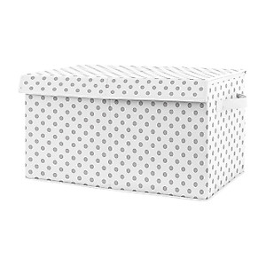Sweet Jojo Designs Grey and White Polka Dot Girl Small Fabric Toy Bin Storage Box Chest For Baby Nursery or Kids Room - for Blush Pink Gray Shabby Chic Boho Watercolor Floral Rose Flower Collection