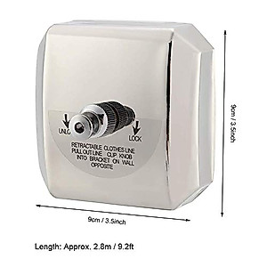 Stainless Steel Retractable Clothes Line, 2.8m Laundry Clothesline Invisible Tendedero Ropa Wall Hanger Drying Rack for Home Hotel Outdoor Indoor