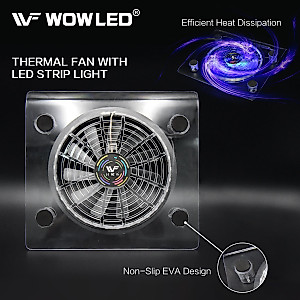 WOWLED Cooling Fan Mini 3 keys Control Gaming USB RGB LED Cooler Thermal Fan Pad for PS4 Playstation 4 XBOX One X Consoles Laptop Notebook PC CPU Coolers Computer Cooling Strip Light Case Fan