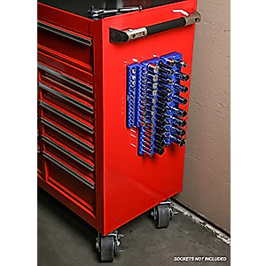 ARES 60008-30-Piece 3/8 in METRIC Magnetic Socket Organizer -BLUE -Holds 15 Standard (Shallow) and 15 Deep Sockets -Perfect for your Tool Box -Also Available in BLACK