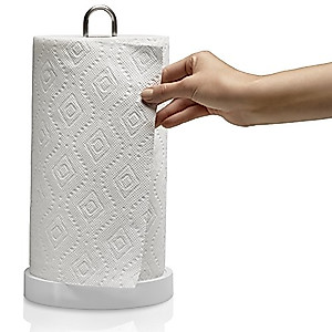 KOHLER Paper Towel Holder with Weighted Base, Tension Loop, Quick One Handed Tear, (Fits Standard and Oversized Rolls), Charcoal