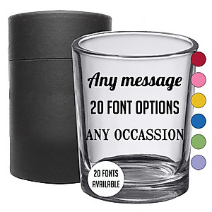Personalized Printed 2.5oz 1pk Shot Glasses – Customized Gift for Women Men, Custom Message Name Date, Birthday Gift Ideas Friend Her Him, 21st Party Favors, Cute Funny, 16 Colors, Your Text Here