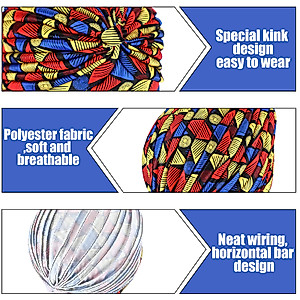 Geyoga 4 Pieces African Women Turban Cap Headscarf Women Turban Cap Stretch Twisted Headwrap (Twisted Cap)