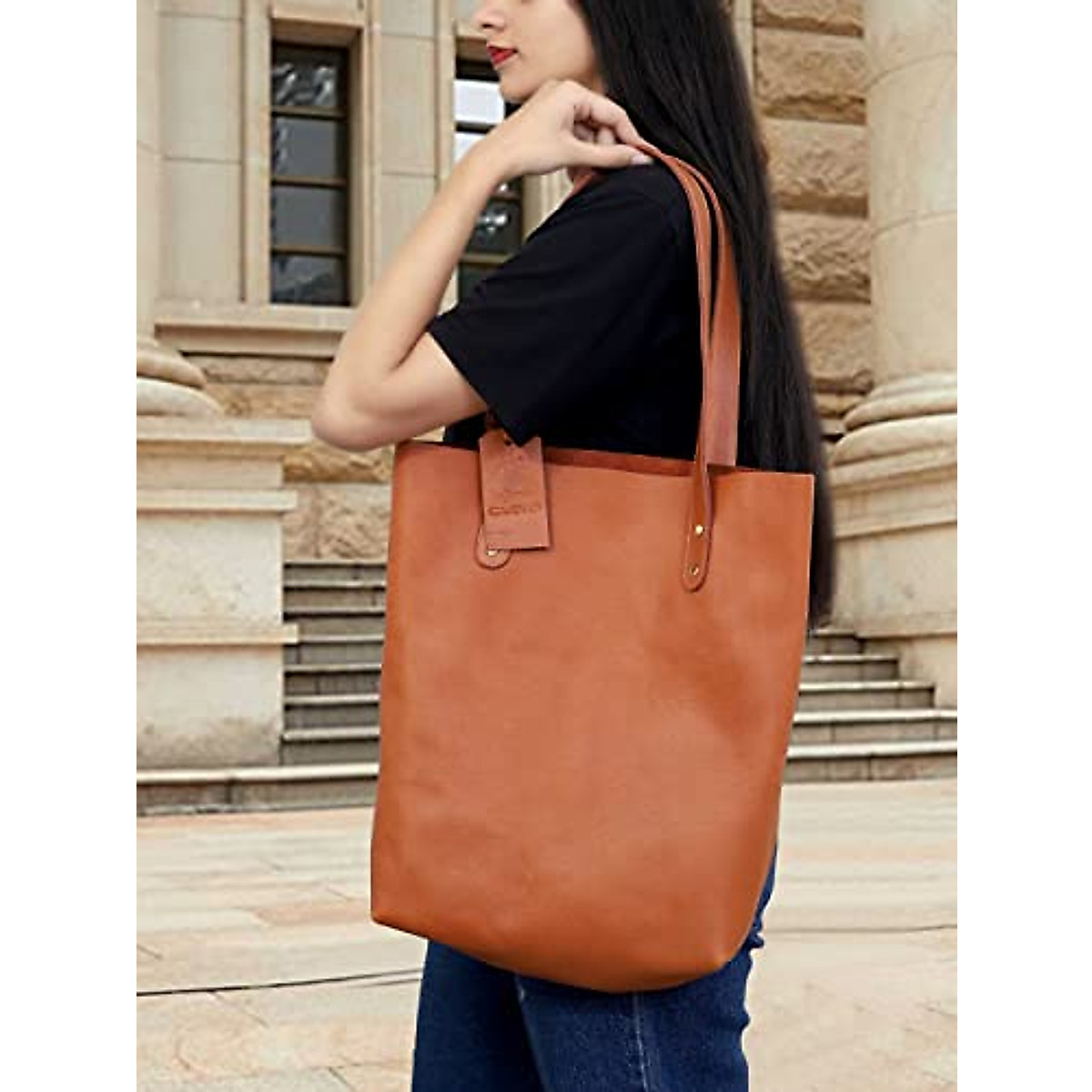 C CUERO Women Tote Bags Top Handle Satchel Handbags Genuine Leather Shoulder Purse