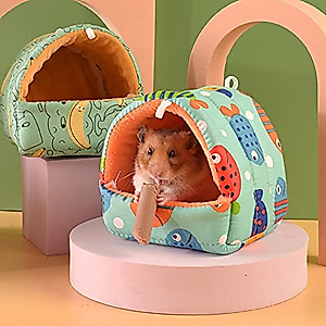 Guinea Pig Nest Cartoon Pattern Pet Hideout Warm Small Animal Hamster Squirrel Bed House Cage Valentine's Day/Mother's Day/Christmas/Birthday Gifts - Pink Fox L