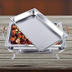 Electric Chafing Dish Buffet Set,Stainless Steel Warming Container,Chafing Dish Food Warmer,Food Insulation,Rectangular Buffet Server Pan,Suitable for Buffet,Wedding and Other Banquet Events