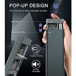 Housolution Mini Electric Screwdriver, 62 In 1 Magnetic Screwdriver with 48PCs Bits Small Cordless Electric Screwdriver Kit With Led Light, Handy Repair Tool for Phone Watch Camera Laptop, Gray