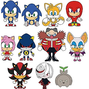 Monogram Sonic the Hedgehog - 3D Foam Figural Bag Clip in Blind Bag - Keychain - Sonic Tails, Knuckles, Amy and More..., Multicolor, 2.5"