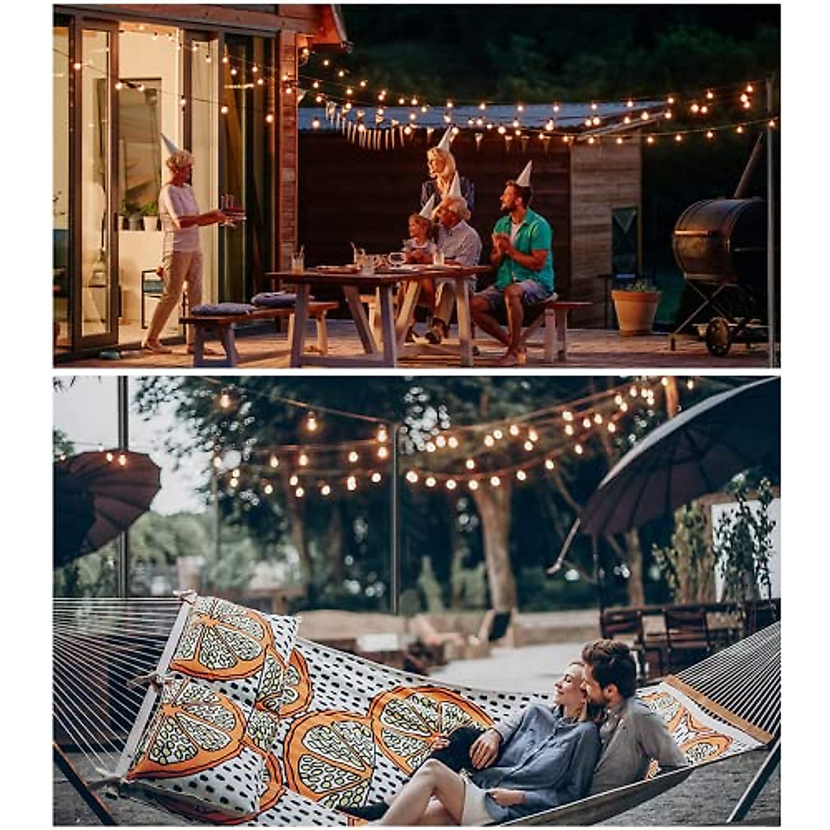 String Light Poles for Outside - 2 Pack Outdoor Patio Light Poles for Hanging String Lights, Patented Spiral Ground Anchor, Metal Backyard Garden Light Posts for Party Wedding Decorations