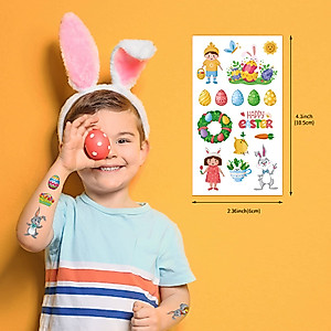 QUCHENG Kids Easter Temporary Tattoos Egg Rabbit Body StickersCartoon Tattoos Waterproof Partywind Bunny Party Accessories Girls Boys 10 sheets (Type A)
