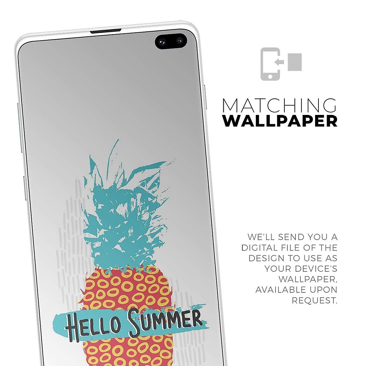 DesignSkinz Retro Hello Summer Pineapple v2 Protective Vinyl Decal Wrap Skin Cover Compatible with The Samsung Galaxy S20 (Screen Trim & Back Glass Skin)
