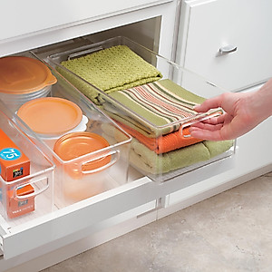 InterDesign Cabinet/Kitchen Binz Kitchen Storage Container, Extra Large Plastic Storage Boxes for The Fridge, Freezer or Pantry, Clear