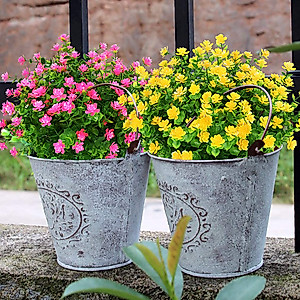 GETYARD 24 Bundles Outdoor Artificial Flowers for Decorations, No Fade Fake UV Resistant Plastic Greenery Plants for Garden Patio Porch Window Box Home Wedding Décor (Yellow)