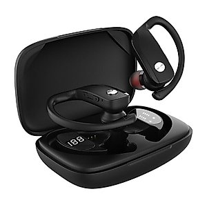FK Trading Wireless Earbuds for iPad Pro 12.9 (2022) Bluetooth Headphones 48hrs Play Back Sport Earphones with LED Display Over-Ear Buds with Earhooks Built-in Mic