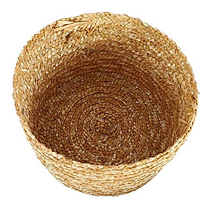 Lanyazet 3 Pcs/Set Handmade Straw Woven Storage Basket With Lid Organizer Storage Box Laundry Baskets Rattan Storage
