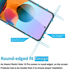 NEW'C 3 Pack Designed for Xiaomi Redmi Note 10 Pro, 10 Pro Max 4G, Tempered Glass Anti-Scratch, Anti-Fingerprints, 9H Hardness, 0.33mm Ultra Transparent, Ultra Resistant