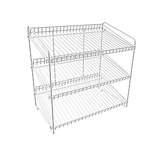 FixtureDisplays® 24" Wide X 14.9" Deep X 23.2" Tall 3-Open-Shelf Wire Rack for Countertop Chips Snack Book Display Organizer Concession Theatre Kitchen Pantry Stand White 19396-WHITE-2D