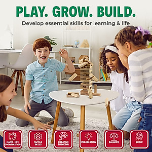 CoolToys Timber Tower Wood Block Stacking Game – Original Edition (48 Pieces)
