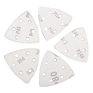 100pcs Sanding Paper, 80mm 60/80/120/180/240 Grits Triangular Hook & Loop Triangle Sandpaper +1 Sand Pad for Bosch Fein Oscillating Multi Tool