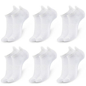 BallHull Women's and Men's Running Ankle Socks Low Cut Breathable Socks With Tab 6 Pairs, Black