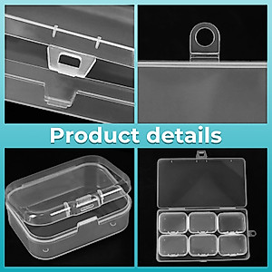 WYOMER Large Bead Organizer Box with 6 Small Boxes inset, Small Bead Organizers and Storage Plastic Cases, Clear Bead Storage Containers Boxes with Hinged Lid(7 Pcs)