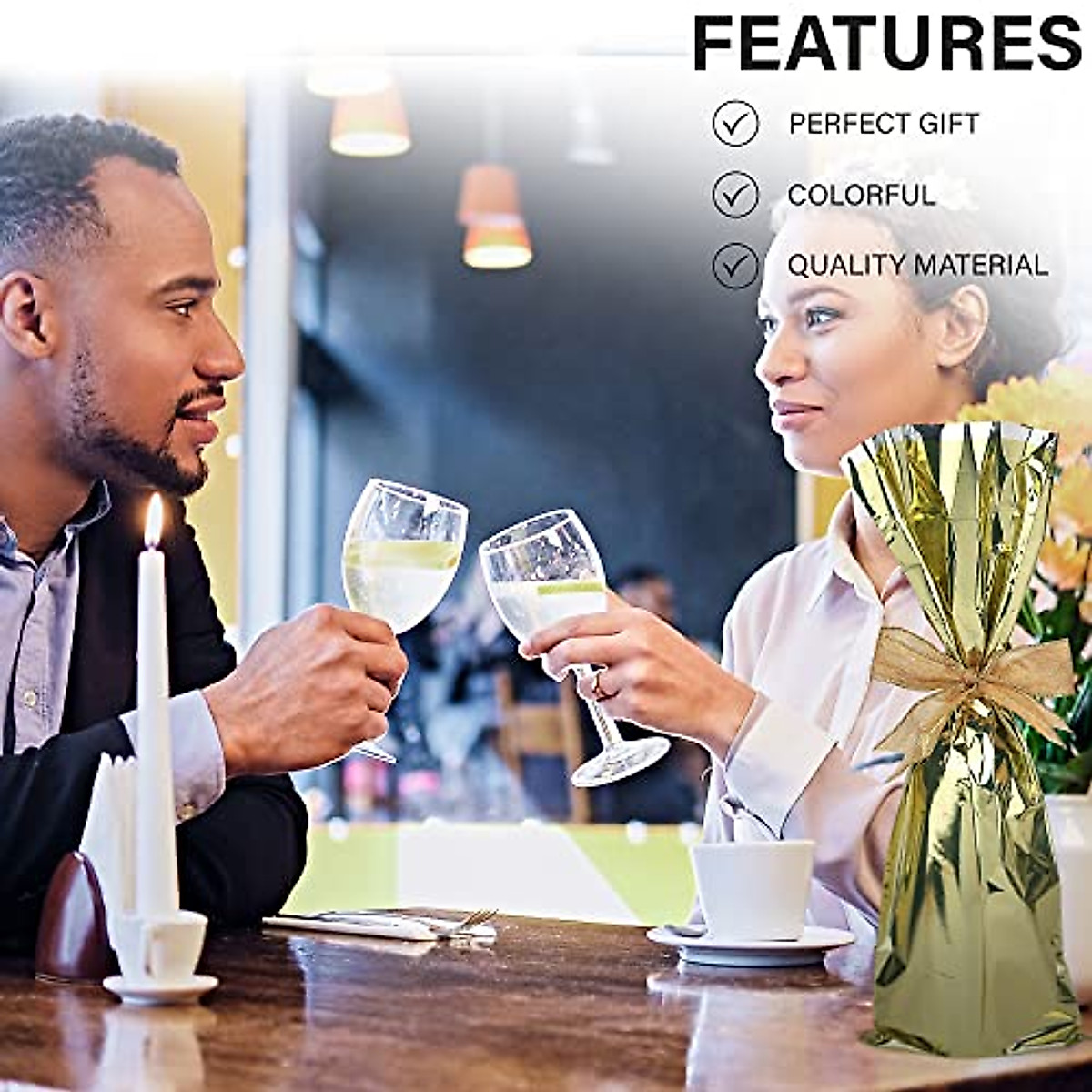 MT Products Metallic Mylar Wine Gold Gift Bags for Bottles Sparkle Look - Great for a Wine Pull - (25 Pieces)(Ribbon and Rope Not Included)