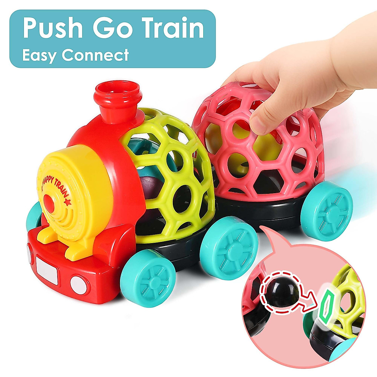 iPlay, iLearn Baby Toy Train, Infant Soft Cars for 6-12 Month Boy, Musical Push N Go Truck, Toddler Sensory Ball Rattle, Development Birthday Gift Stocking Stuffer 7 8 9 10 18 Month 1 2 Year Old Girl