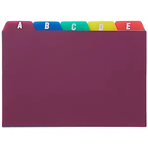 Oxford Poly Index Card Guides, Alphabetical, A-Z, Assorted Colors, 4" x 6" Size, 25 Guides per Set (73154)