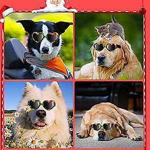 Dog Goggles, Christmas Small Dog Sunglasses, UV Protection Goggles with Adjustable Strap, Doggy Heart Shape Windproof Anti-Fog Pet Glasses for Puppy Eyes Wear Protective (Christmas-Green)