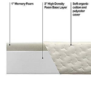 Foamma 4" x 32" x 79" Semi Truck Memory Foam Trucker Mattress, Washable Organic Cotton Cover, Heavy Duty and Durable, Comfortable, Made in USA