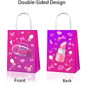 LTHOENG 15pcs Pink Girl Party Bags, Princess Gift Bags Candy Goodie Treat Hot Pink Party Favors Bags with Handles for Girls Princess Theme Party Decoration Birthday Supplies