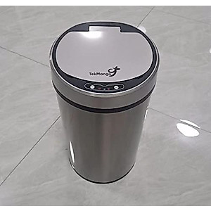 TekMango 12L Smart Touchless Sensor Trash Can for Home Kitchen Bedroom Living Room, 3 Gal Automatic Trash can for Office Hotel Restaurant Resort, Stainless Steel Infrared Motion Dustbin - Silver