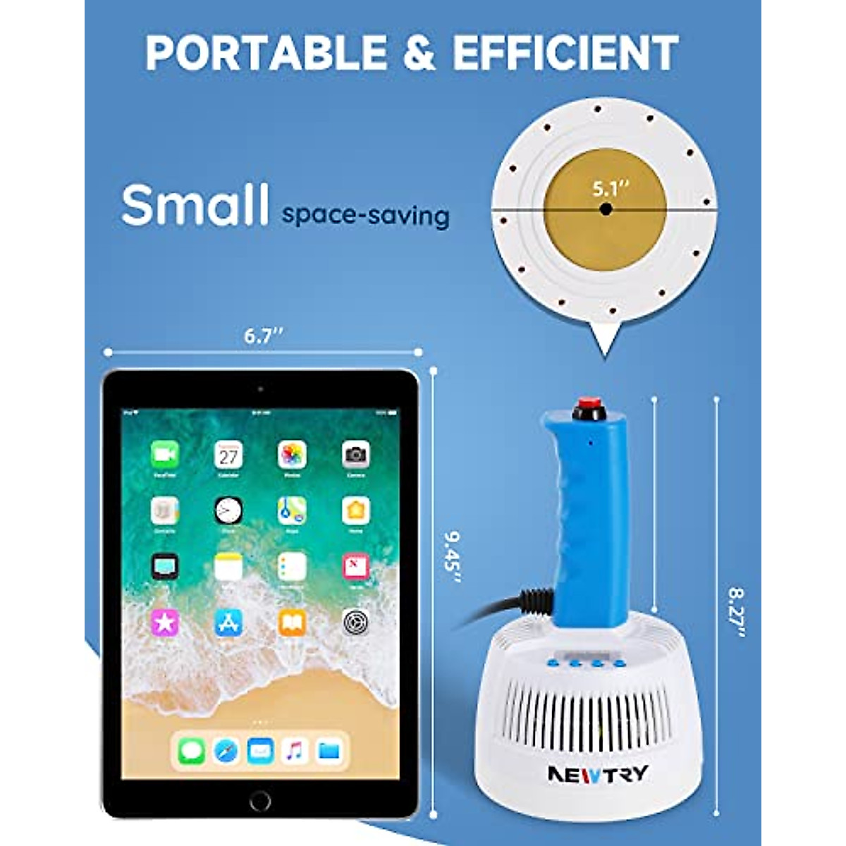 NEWTRY Induction Sealer Heat Handheld Sealing Machine Diameter 0.79’’-3.94’’ Electromagnetic Manual Power & Time Adjustable for Plastic Glass Bottles Caps(110V US Plug)