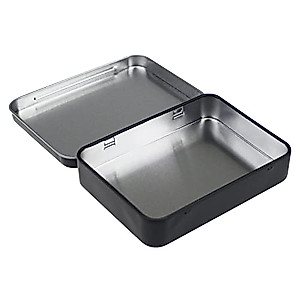12 Pieces Rectangular Metal Empty Hinged Tins Containers Basic Necessities Home Storage Organizer Mini Box Set, 4.5 x 3.3 x 0.87 inches (Black)