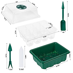 JERIA 20 Packs (240 Cell Seedling Starter Trays) Seed Starter Tray Seed Starter Kit with Humidity Adjustable Dome,Plant Germination Trays for Seeds Growing Starting Plant Starter Kit (Green and Black)